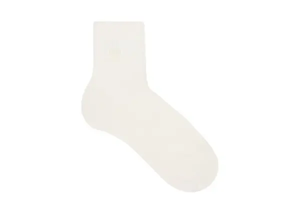 Celine Triomphe Embroidered Ribbed Socks - Ecru