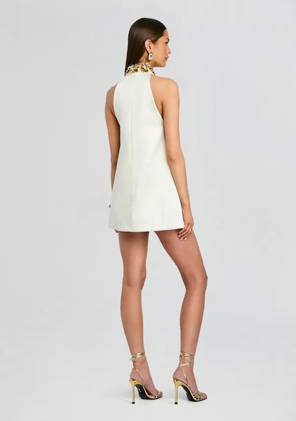 Retrofete Giacinta Embellished Mini Dress - Cream/gold