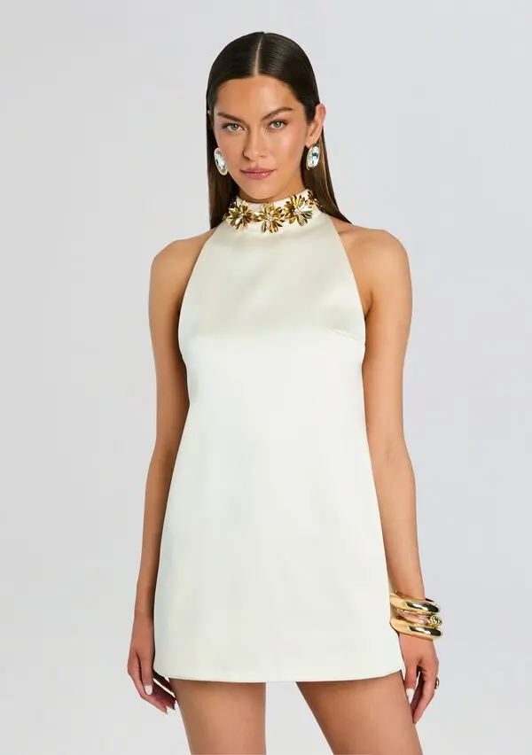 Retrofete Giacinta Embellished Mini Dress - Cream/gold
