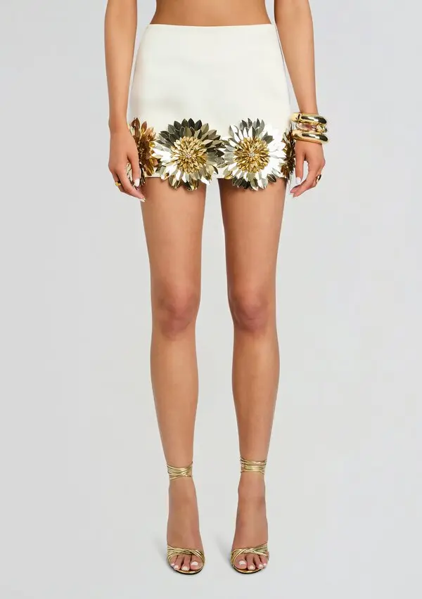 Retrofete Gitte Embellished Mini Skirt - Cream/gold
