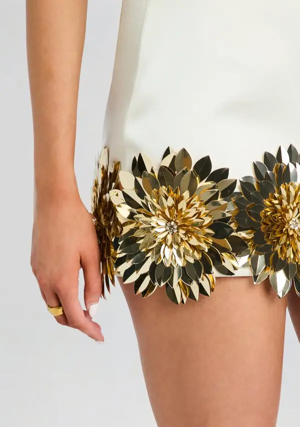 Retrofete Gitte Embellished Mini Skirt - Cream/gold
