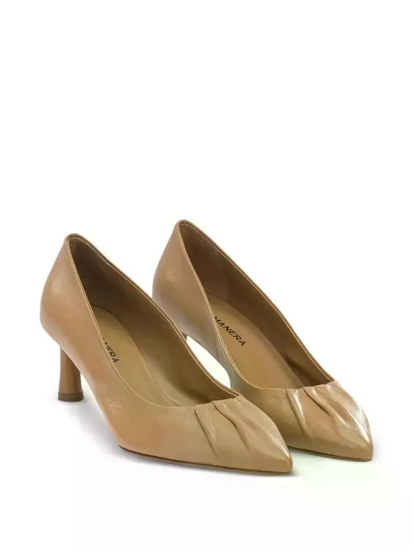 HALMANERA Gathered Leather Pumps