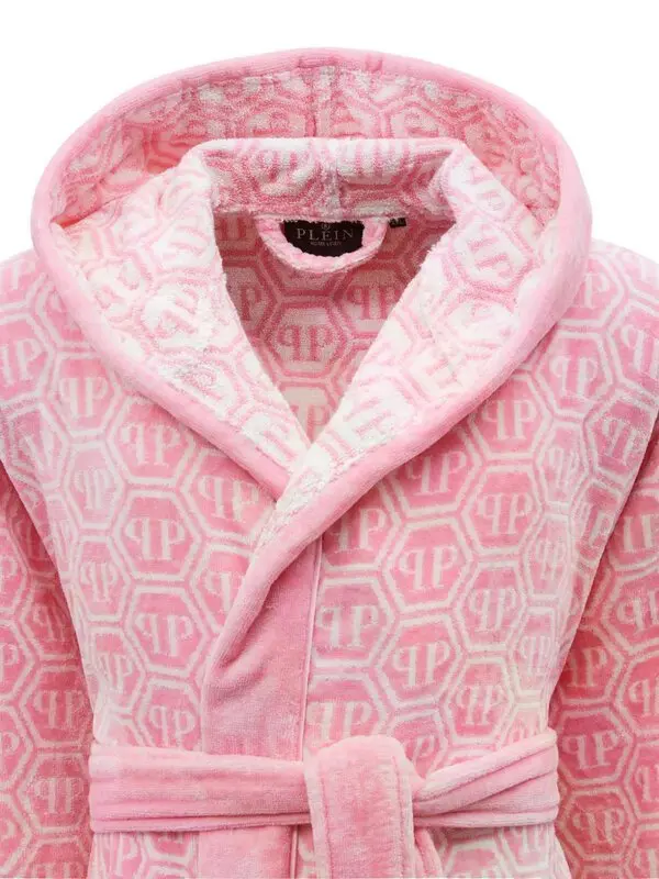 Philipp Plein Hooded Patterned Bath Robe