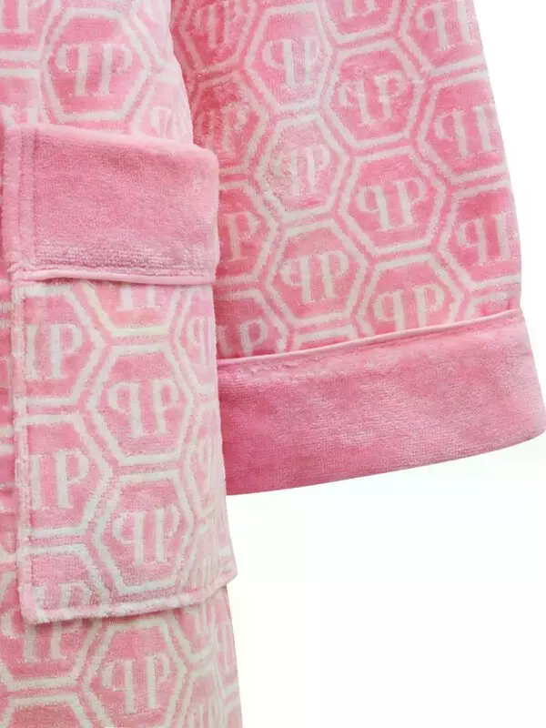 Philipp Plein Hooded Patterned Bath Robe