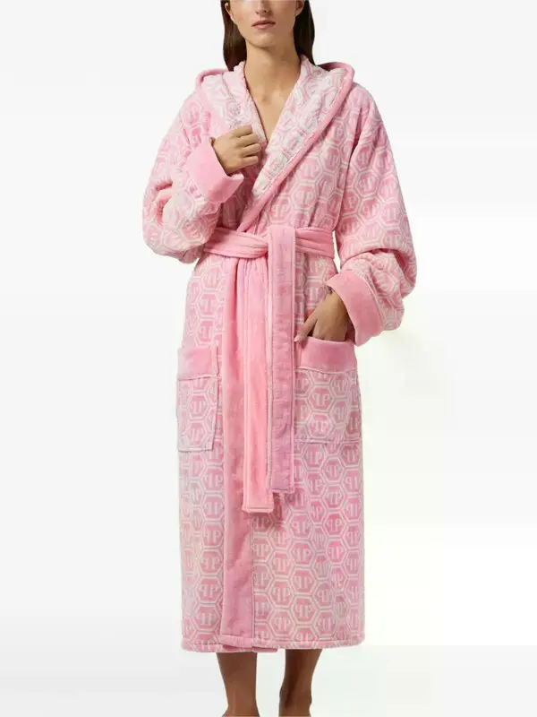 Philipp Plein Hooded Patterned Bath Robe