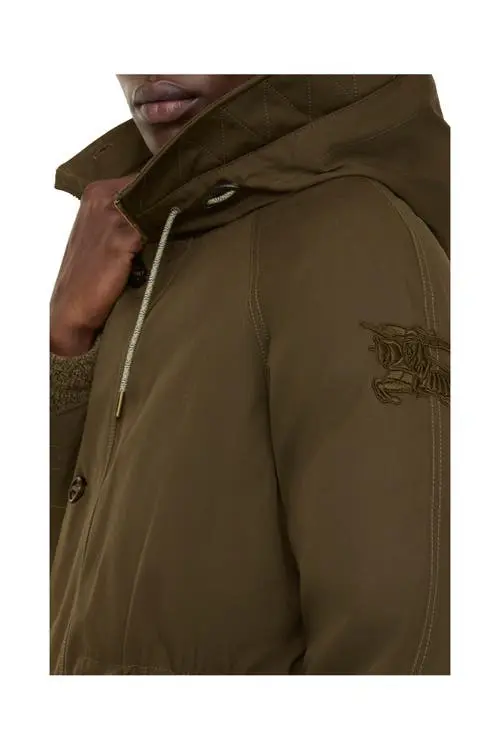 Burberry Shearling Trim Gabardine Parka - Juniper Green