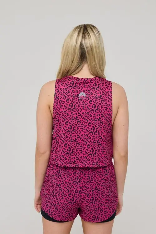 OOSC Infinite Cropped Tank Top - Pink Leopard