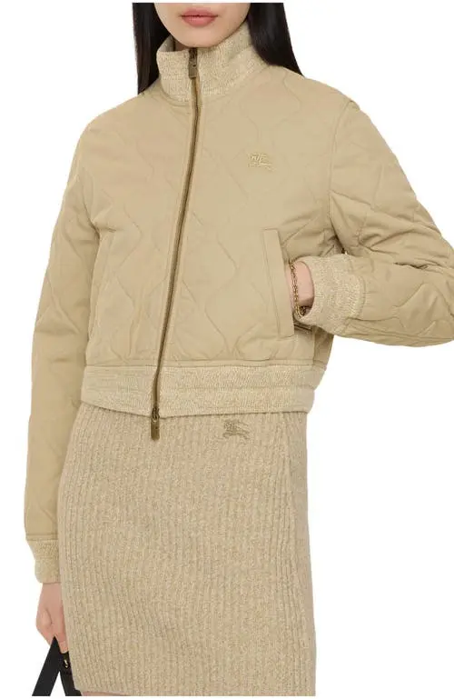 Burberry Quilted Gabardine Bomber Jacket - Dune Beige