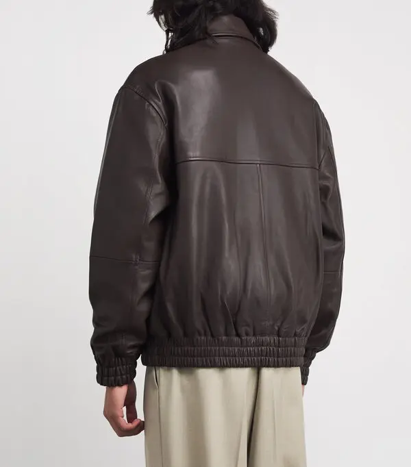 Studio Nicholson Piston Leather Bomber Jacket - Brown