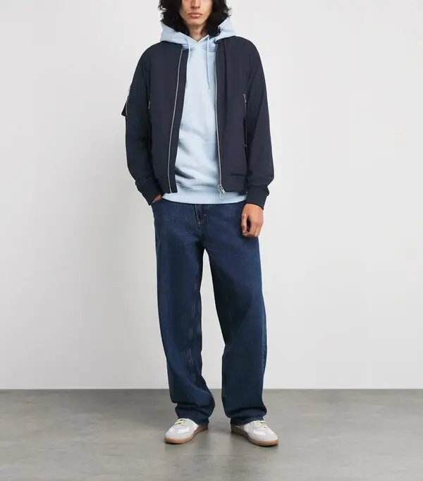 Moose Knuckles Courville Crinkle Bomber Jacket - Navy