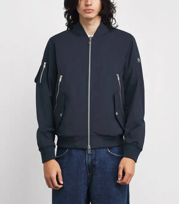 Moose Knuckles Courville Crinkle Bomber Jacket - Navy