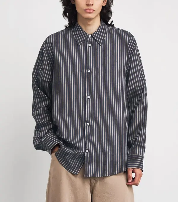 Studio Nicholson Cotton Stripe Oversized Shirt - Blue