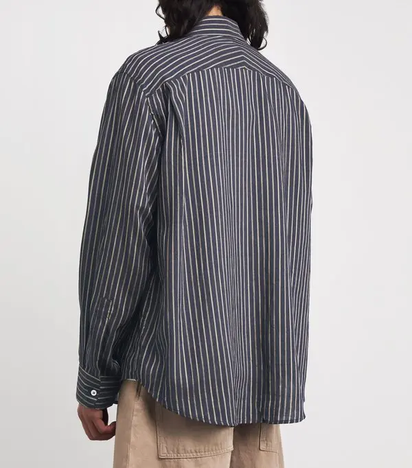 Studio Nicholson Cotton Stripe Oversized Shirt - Blue