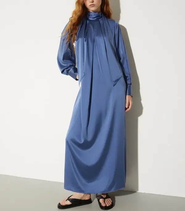Max & Co. Stretch-silk Scarf-neck Maxi Dress