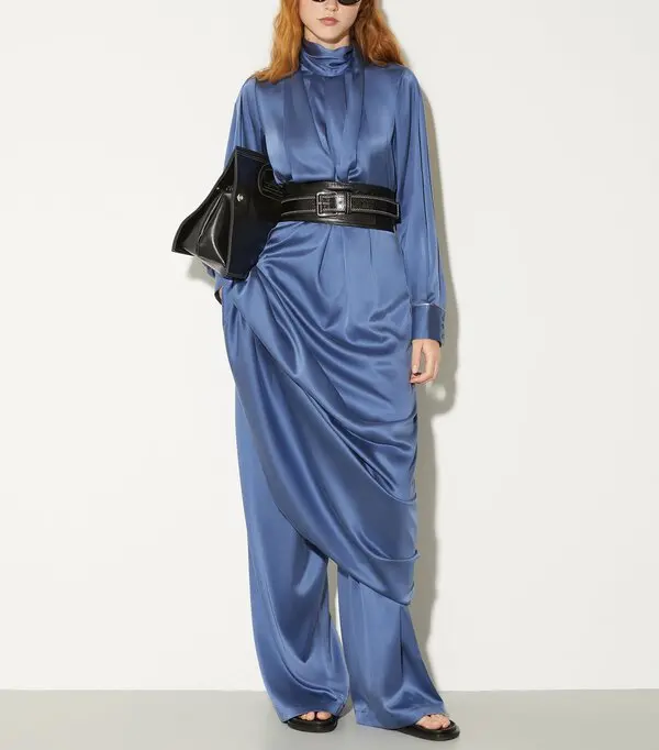 Max & Co. Stretch-silk Scarf-neck Maxi Dress