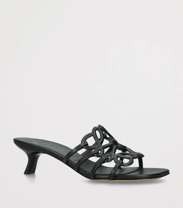 Loewe Leather Anagram Heeled Mules - Black