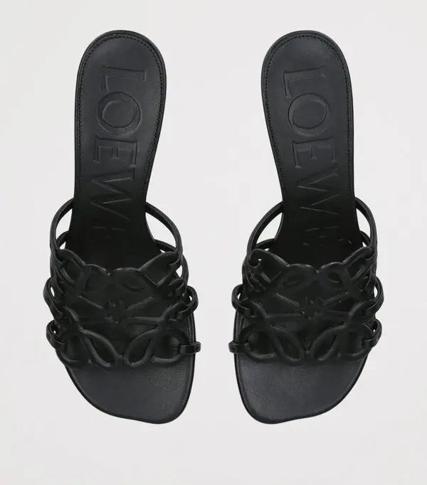Loewe Leather Anagram Heeled Mules - Black