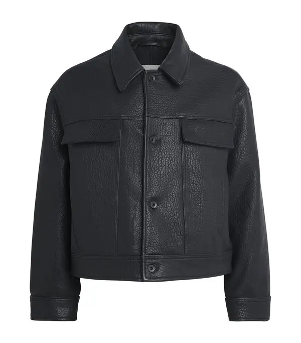 Studio Nicholson Oversized Doyard Leather Jacket - Black