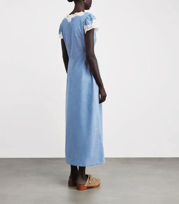 Rixo Amari Bud Embroidered Midi Dress