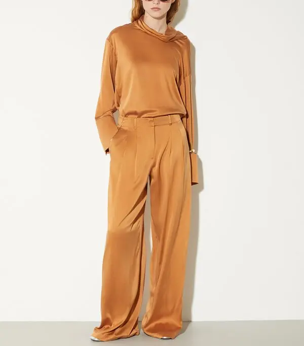 Max & Co. Stretch-silk Cowl-neck Blouse - Yellow