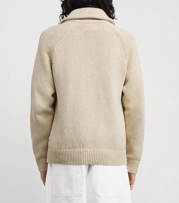NN.07 Organic Cotton Half-zip Sweater With Ribbed Details