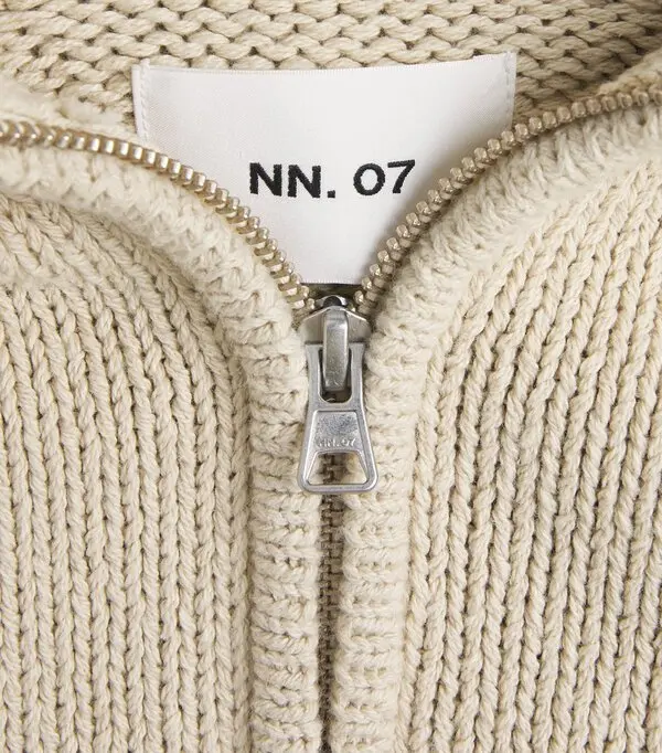 NN.07 Organic Cotton Half-zip Sweater With Ribbed Details