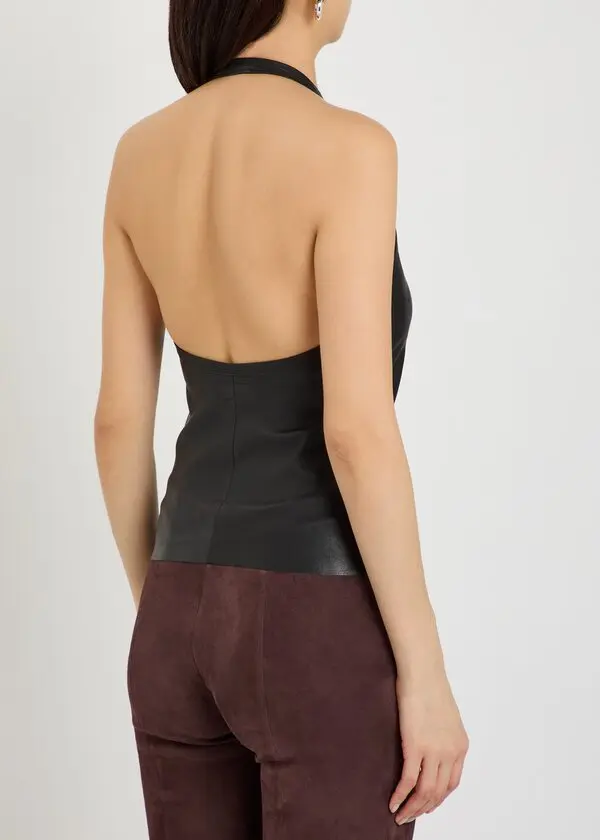 Stouls Stretch-leather Halterneck Top - Black