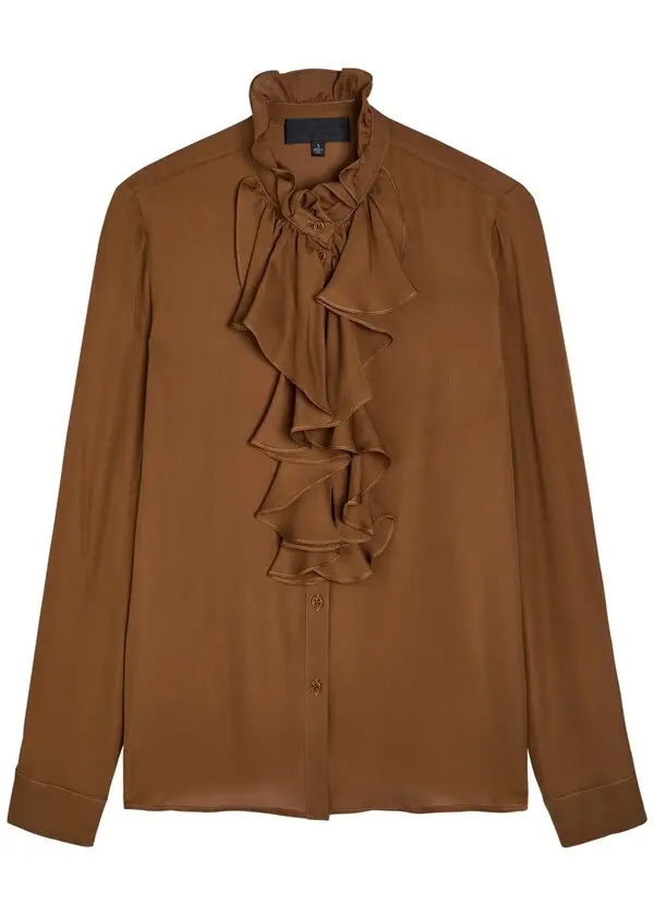 NILI LOTAN Lily Ruffled Silk Blouse