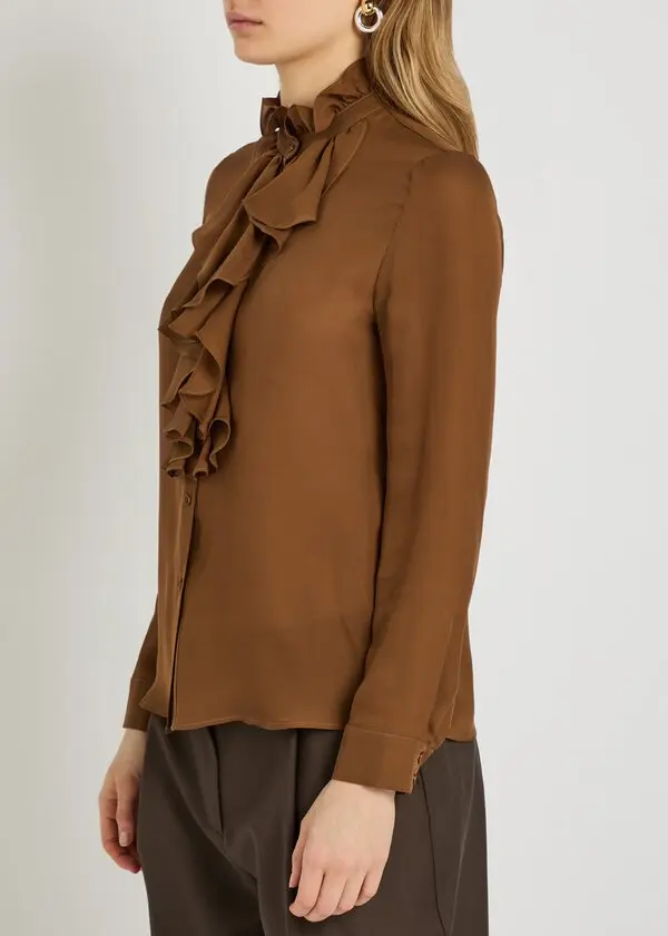 NILI LOTAN Lily Ruffled Silk Blouse