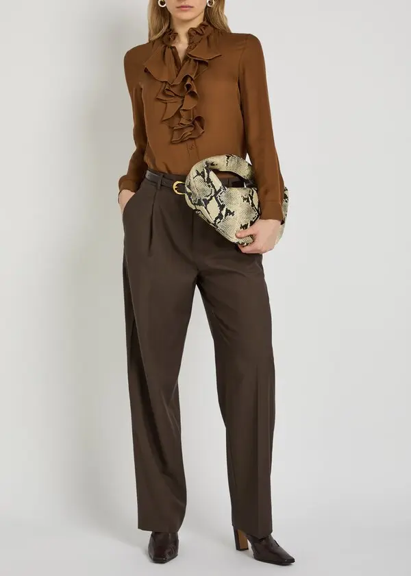 NILI LOTAN Lily Ruffled Silk Blouse