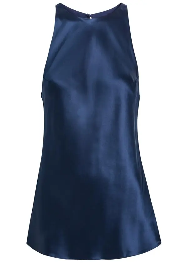 REFORMATION Saskia Silk Top - Navy