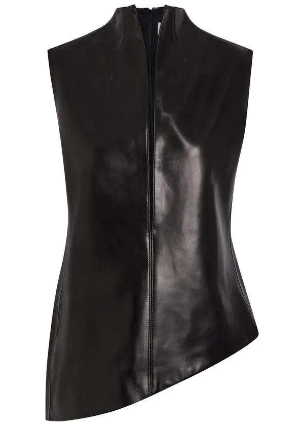 Khaite Von Split-front Asymmetric Leather Top