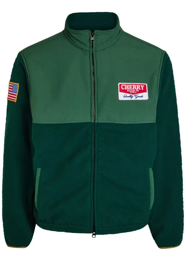 CHERRY LOS ANGELES Racing Appliquéd Panelled Fleece Jacket