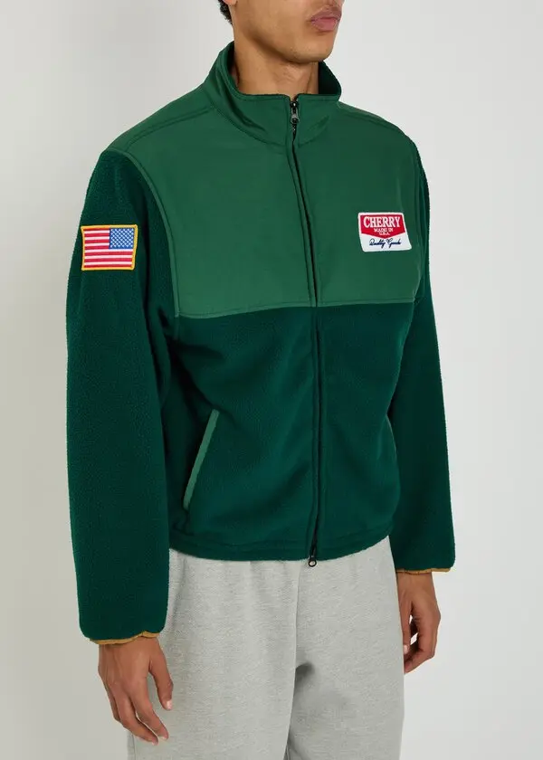 CHERRY LOS ANGELES Racing Appliquéd Panelled Fleece Jacket