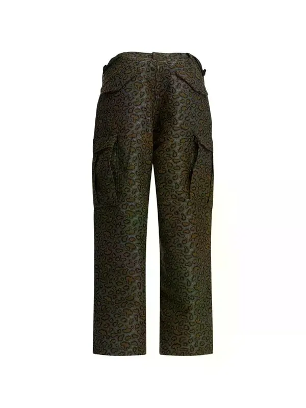 BEAMS Flap-pocket Leopard Print Trousers - Grey