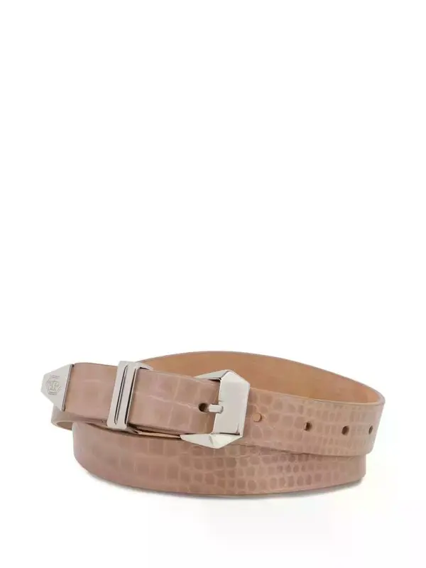 Philipp Plein Textured Leather Belt - Neutrals