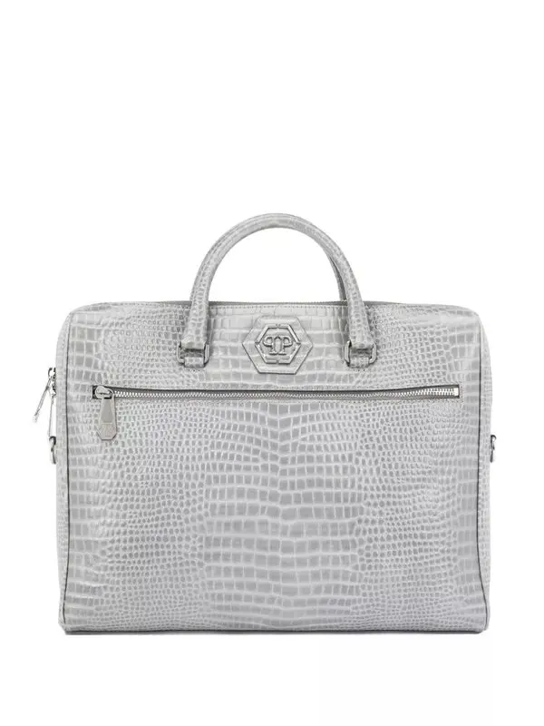 Philipp Plein Logo Detail Laptop Bag - Grey