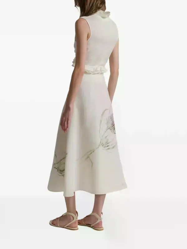 Alberta Ferretti Floral Print Midi Skirt - Neutrals