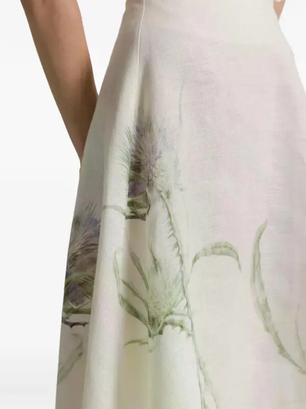 Alberta Ferretti Floral Print Midi Skirt - Neutrals