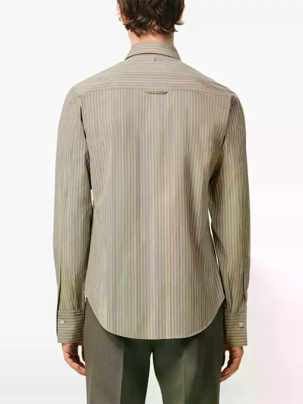 AMI Paris Ruffled-detail Long-sleeve Striped Shirt