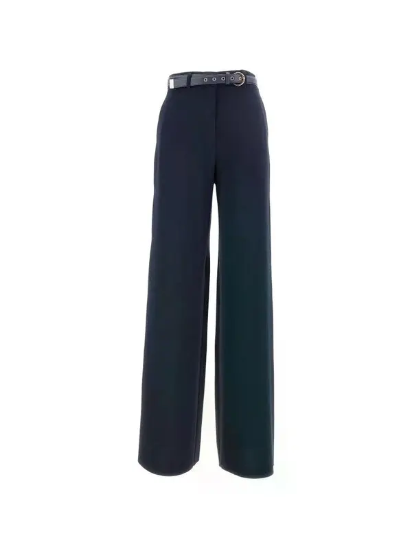 Max Mara Wide Leg Belted Trousers - Blue