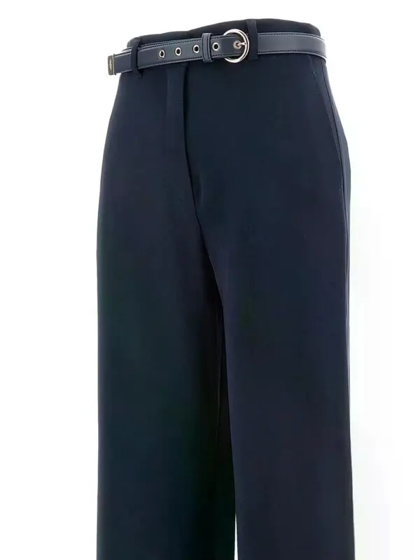 Max Mara Wide Leg Belted Trousers - Blue