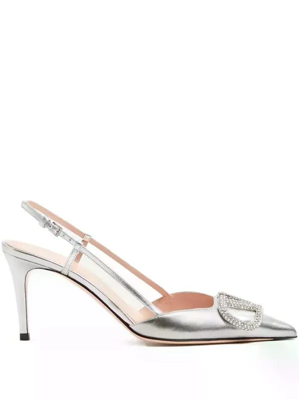 Valentino Garavani Vlogo Signature Slingback Pumps - Silver