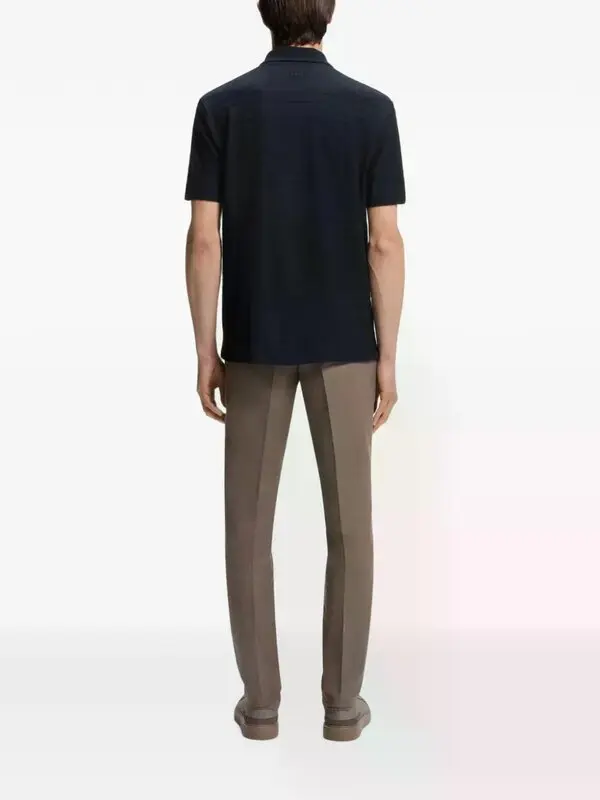 BOSS Polo Shirt In Cotton Jacquard - Blue