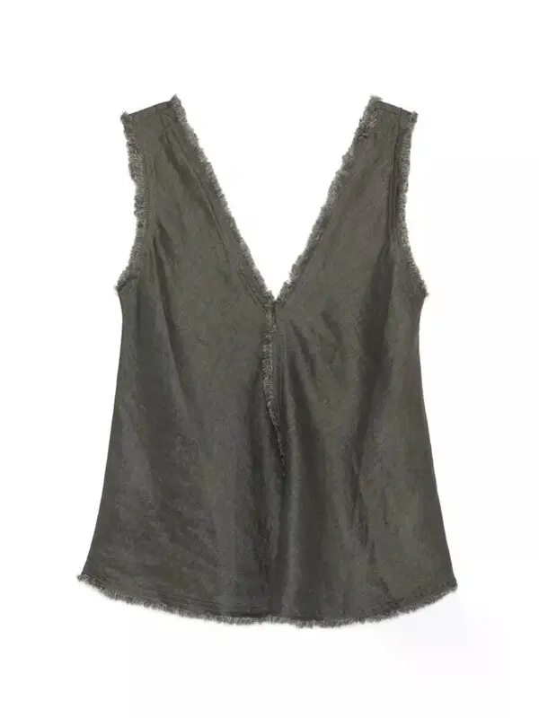 P.a.r.o.s.h Frayed V-neck Blouse - Grey