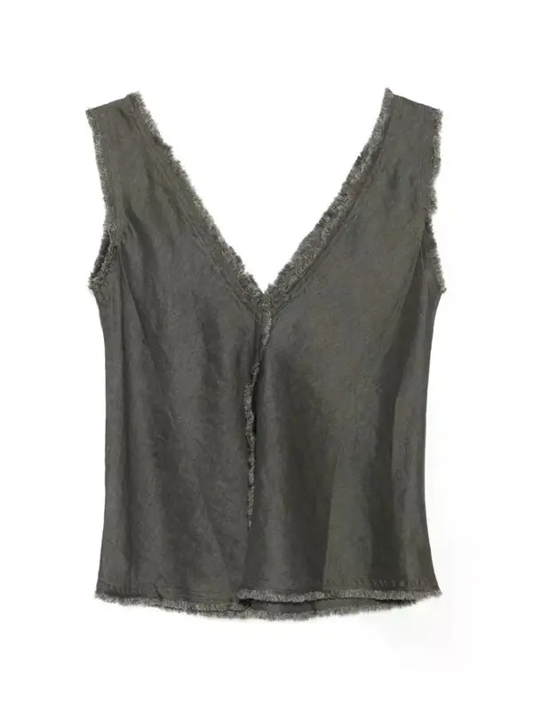 P.a.r.o.s.h Frayed V-neck Blouse - Grey