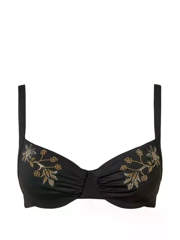TWINSET Floral-studded Underwired Bikini Top - Black