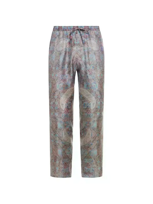 PIERRE-LOUIS MASCIA Aloe Paisley Silk Trousers - Blue