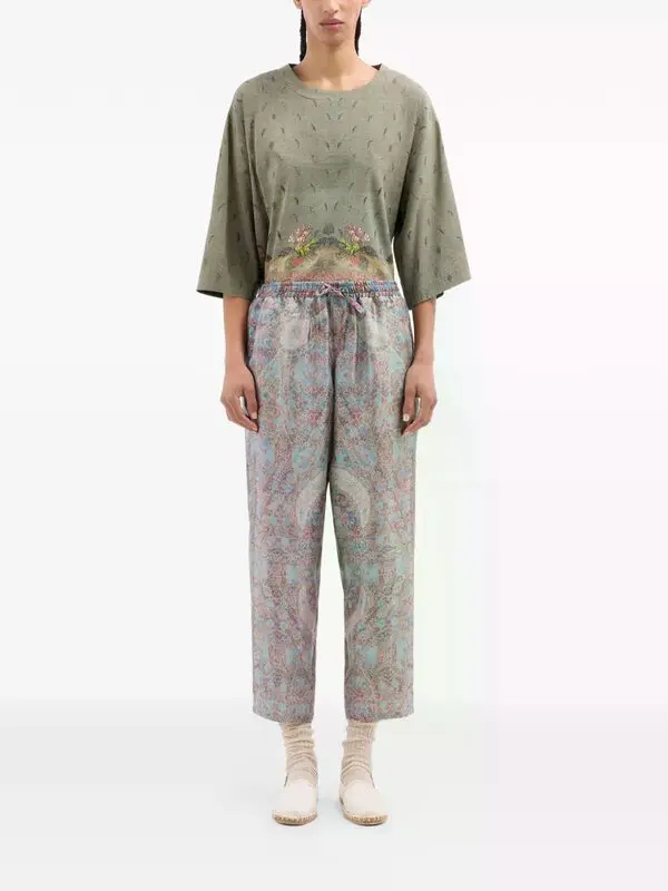 PIERRE-LOUIS MASCIA Aloe Paisley Silk Trousers - Blue
