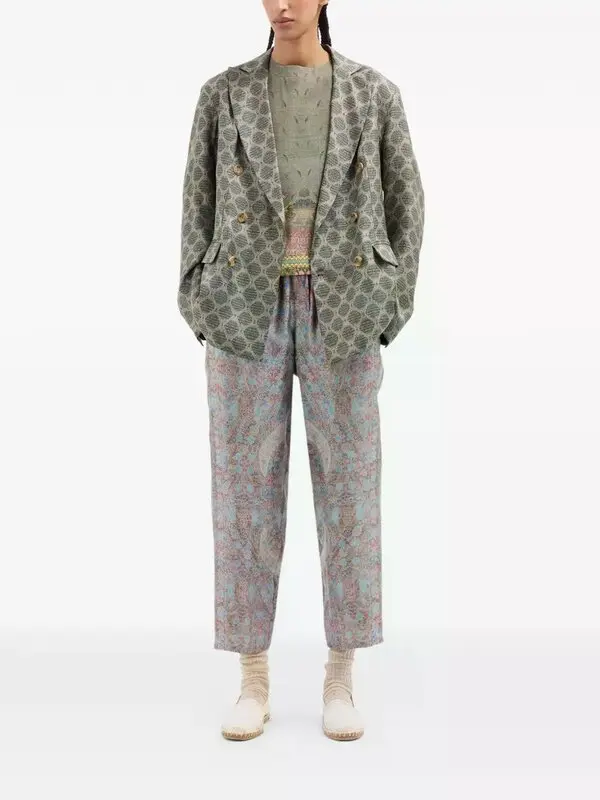 PIERRE-LOUIS MASCIA Aloe Paisley Silk Trousers - Blue